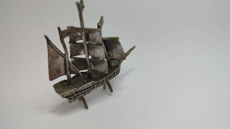 Antique 800 Solid Silver Sailing Boat Statue - Etsy