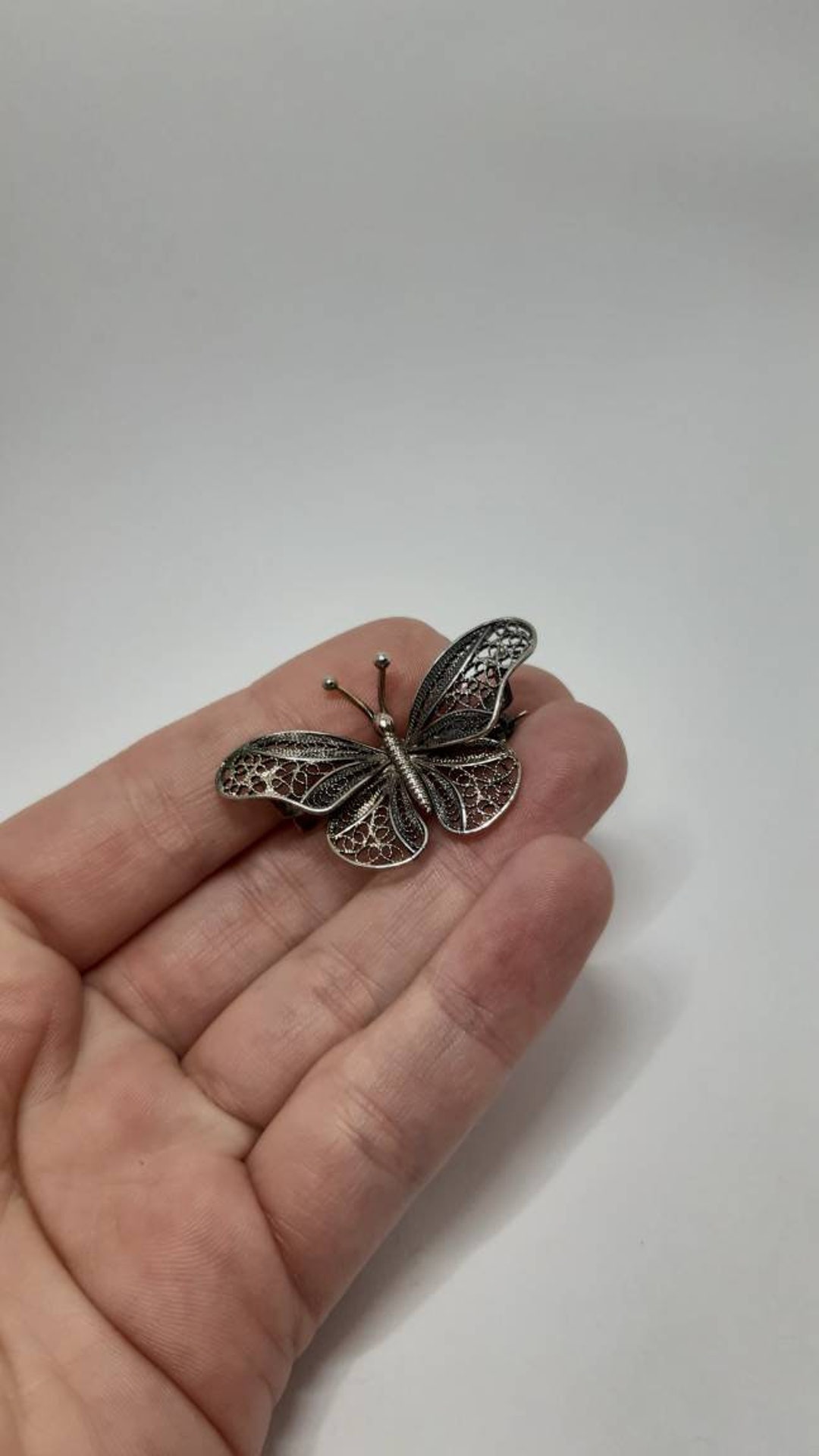 Signed 800 for Silver Filigree Butterfly Pin Brooch,sterling Silver ...