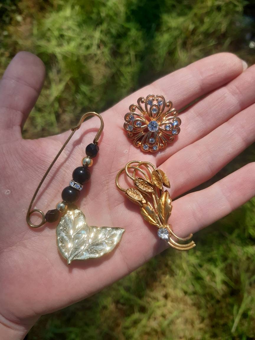 4vintage Pin Broochcostume Jewelryrhinestones Broochsummer - Etsy