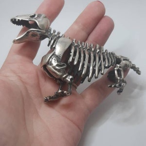 Rare Antique Solid Silver Dinosaur Skeleton Fossil Solid Silver ...