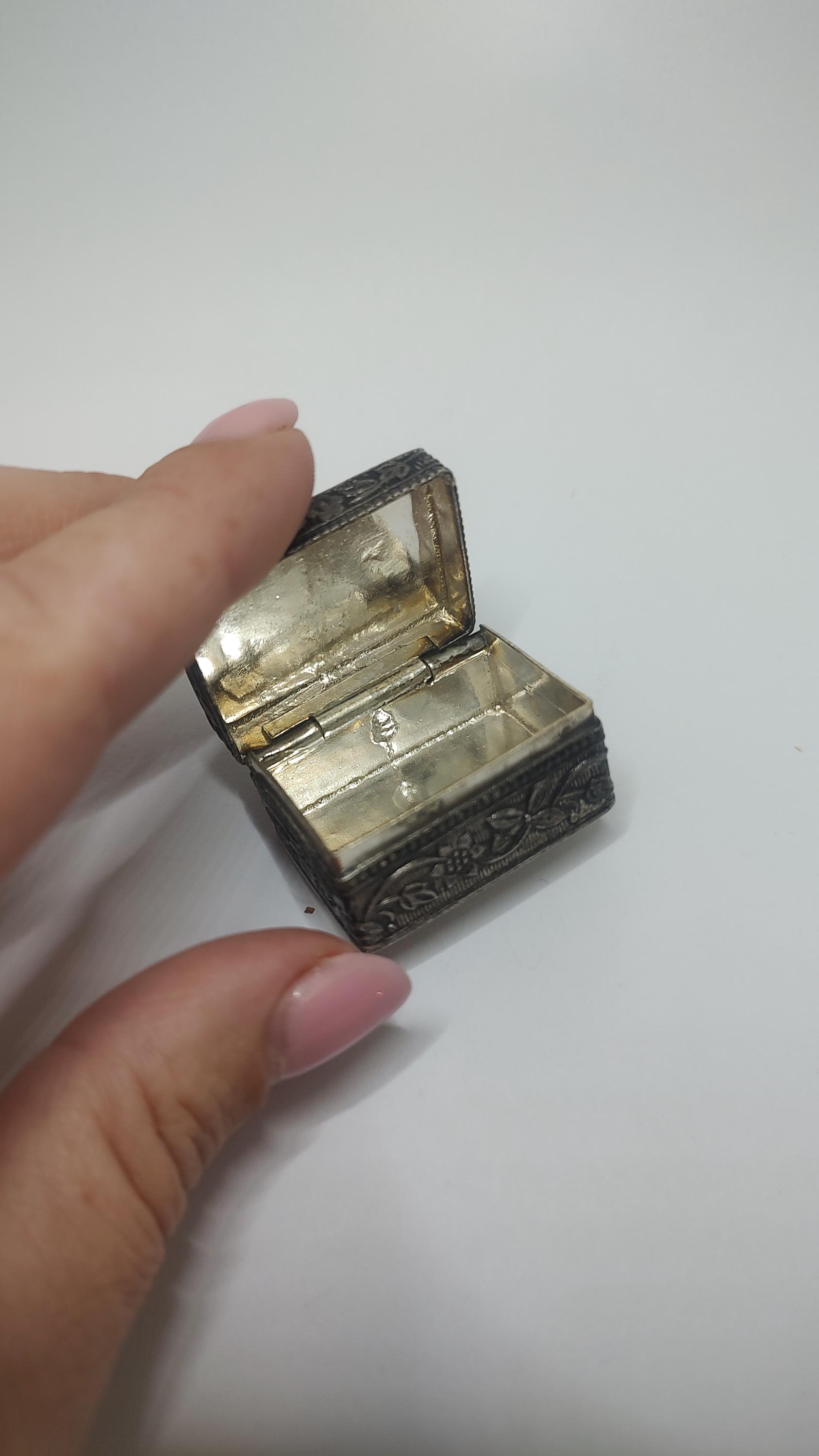 Antique 800 Silver Ornate Pill Box | Vintage Engraved Snuff Trinket ...
