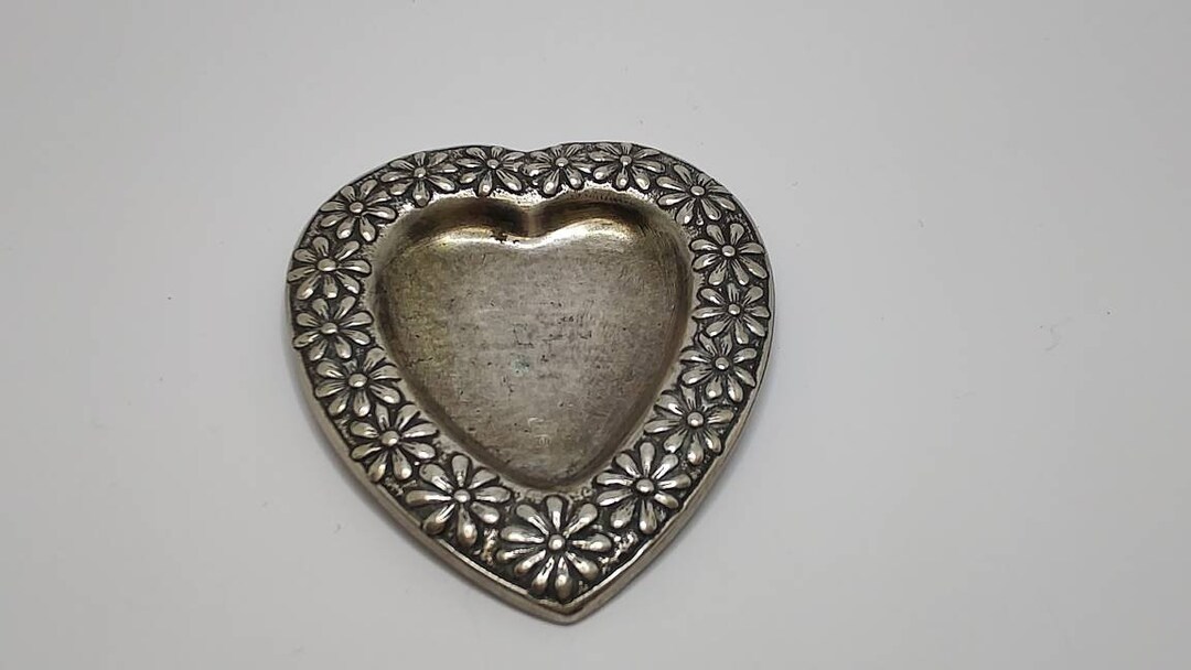 Rare Signed Sterling Silver Heart Pin Tray,italian Vintage 800 Silver ...