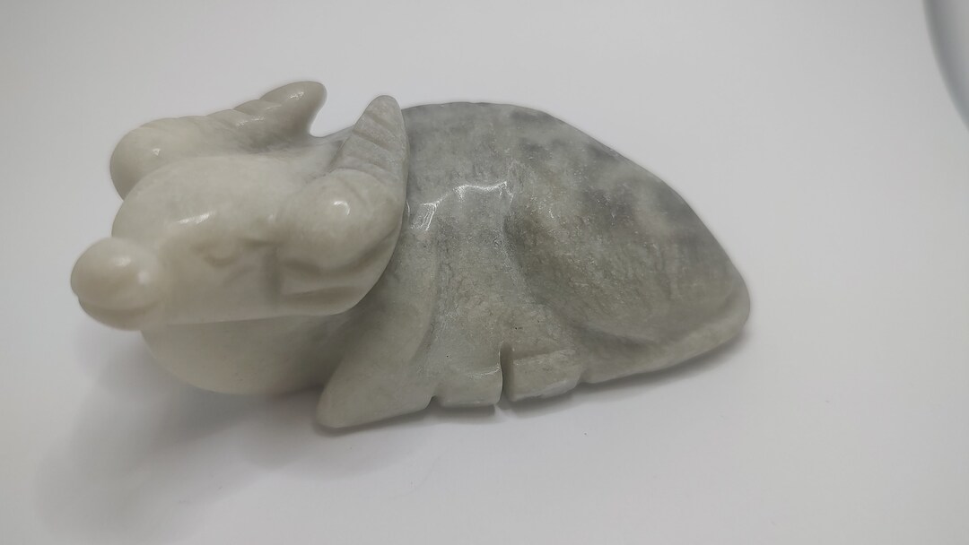 Hand Carved Chinese Jade Cow Bull Statue,feng Shui for Strenght,success ...