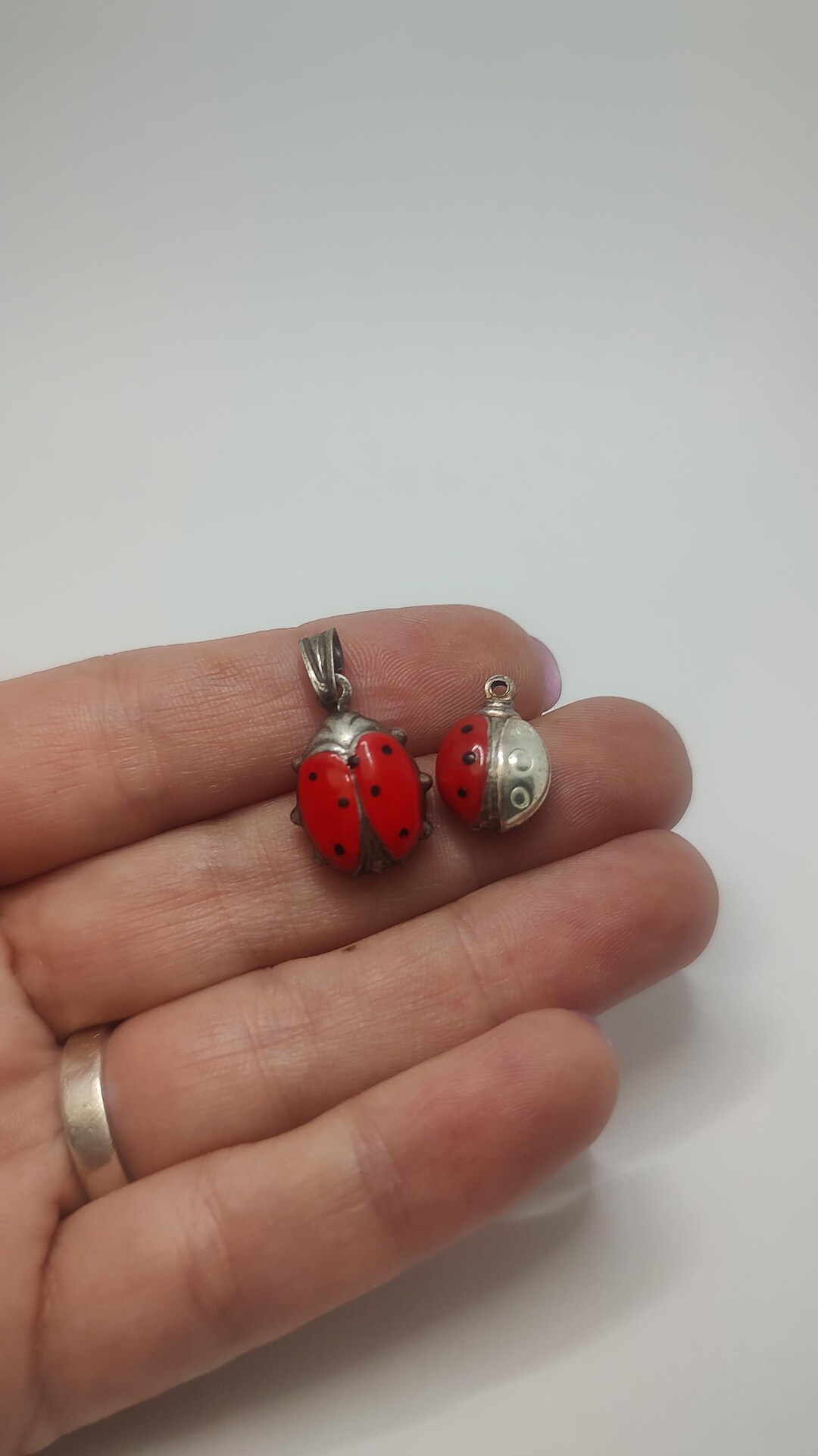Vintage Hallmarked Sterling Silver Ladybug Pendants Set - Etsy