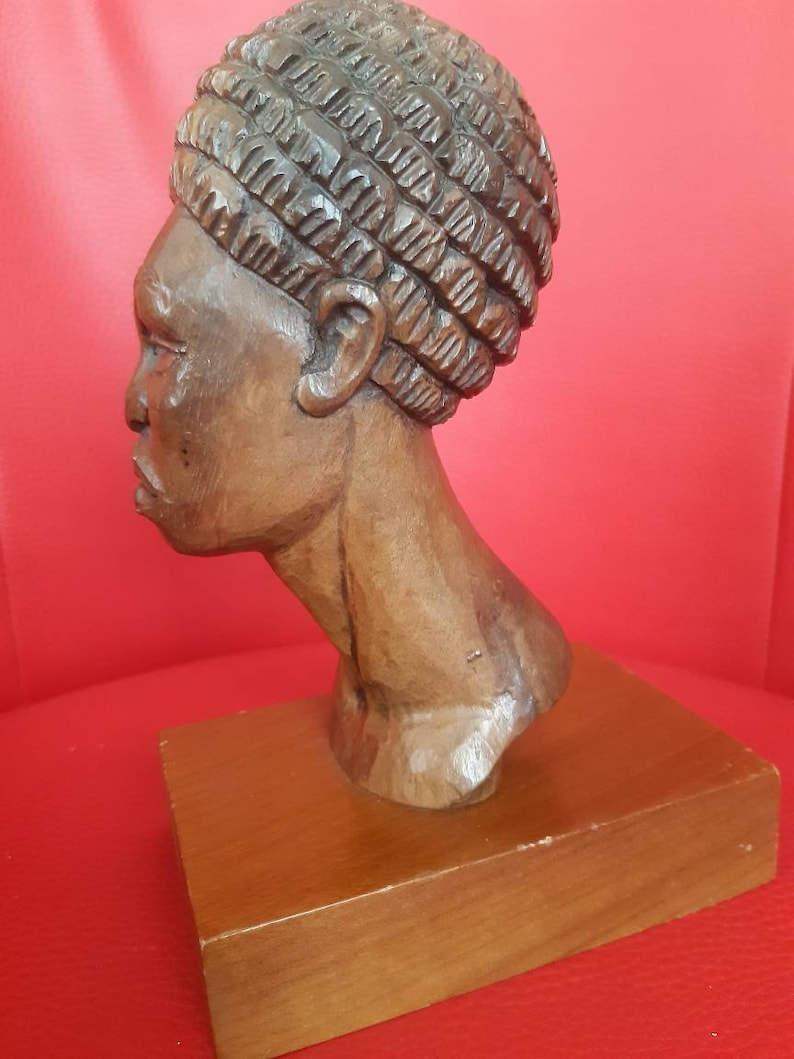 Realistic Wodden African Bust Sculpture - Etsy
