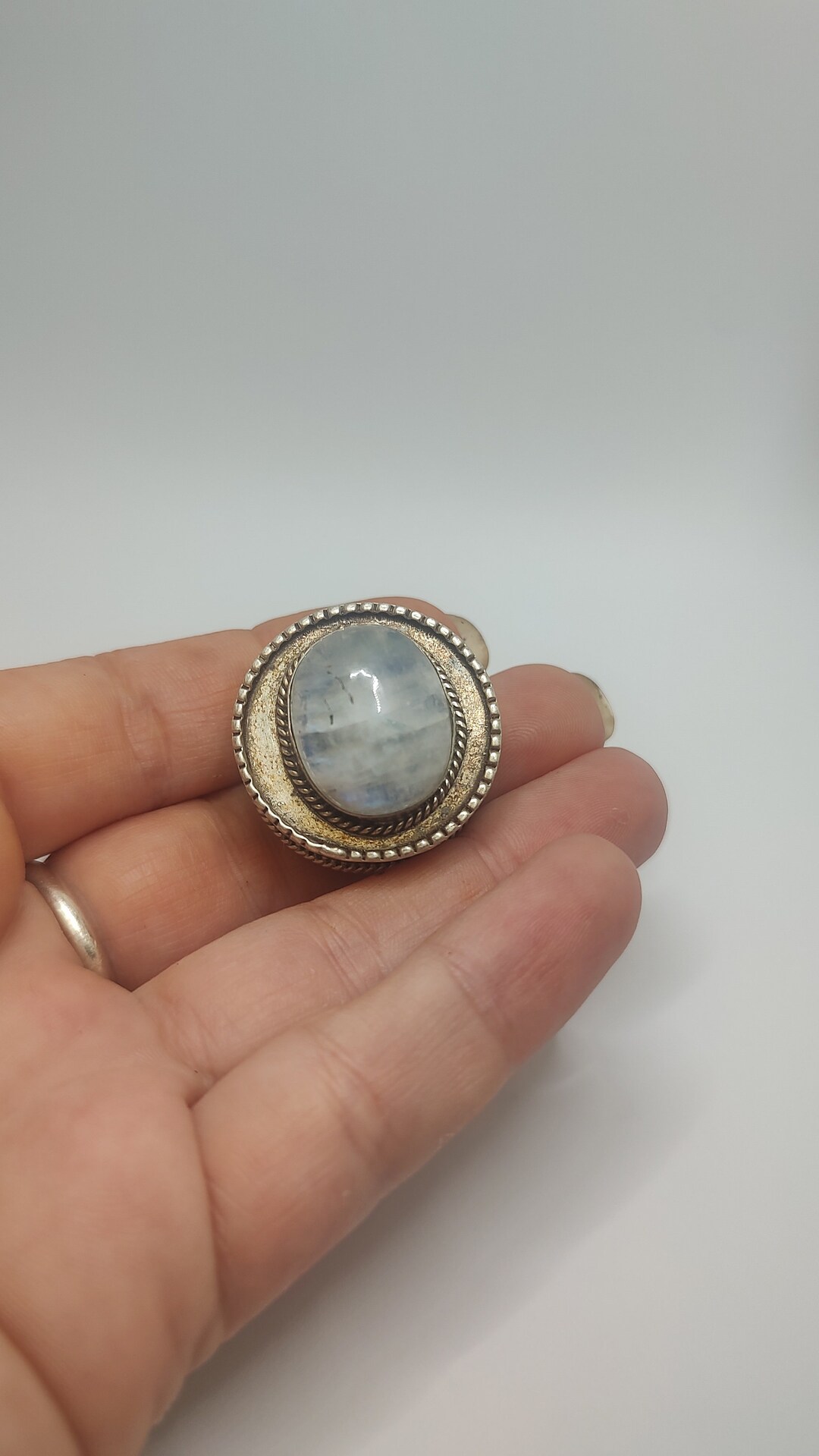 Vintage Sterling Silver Pill Box With Moonstone Gemstone,925 Silver ...