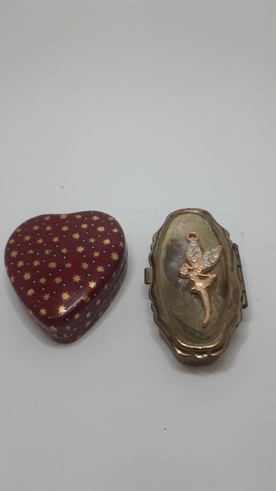 2 Vintage Pill Boxmetal Tiny Box | Etsy