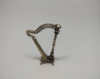 Vintage 800 Solid Silver Miniature Harp - Etsy