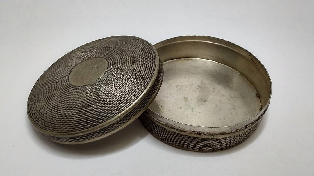 Art Deco Hallmarked 800 Solid Silver Round Pill Box,vintage Sterling ...