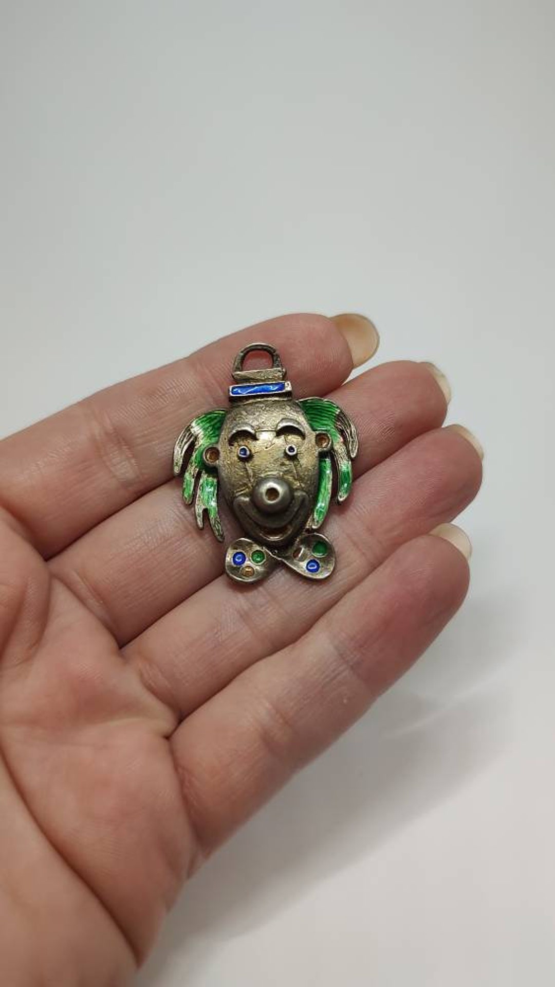 Antique 800 Silver Solid Silver Clown Figure Pendant - Etsy