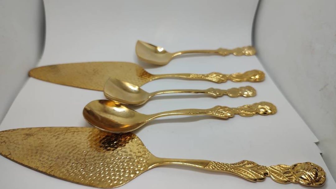 Vintage Cake Server Spoons and Forks Decorated With Roses Pattern ...
