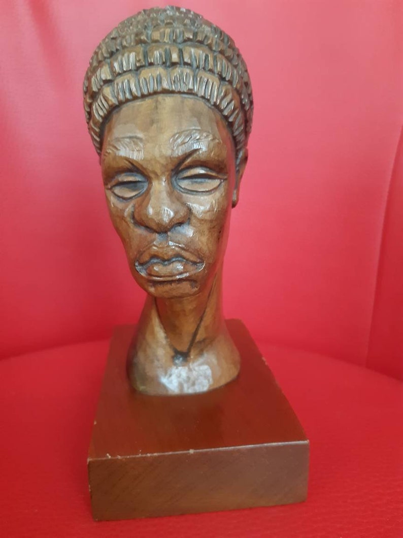 Realistic Wodden African Bust Sculpture - Etsy