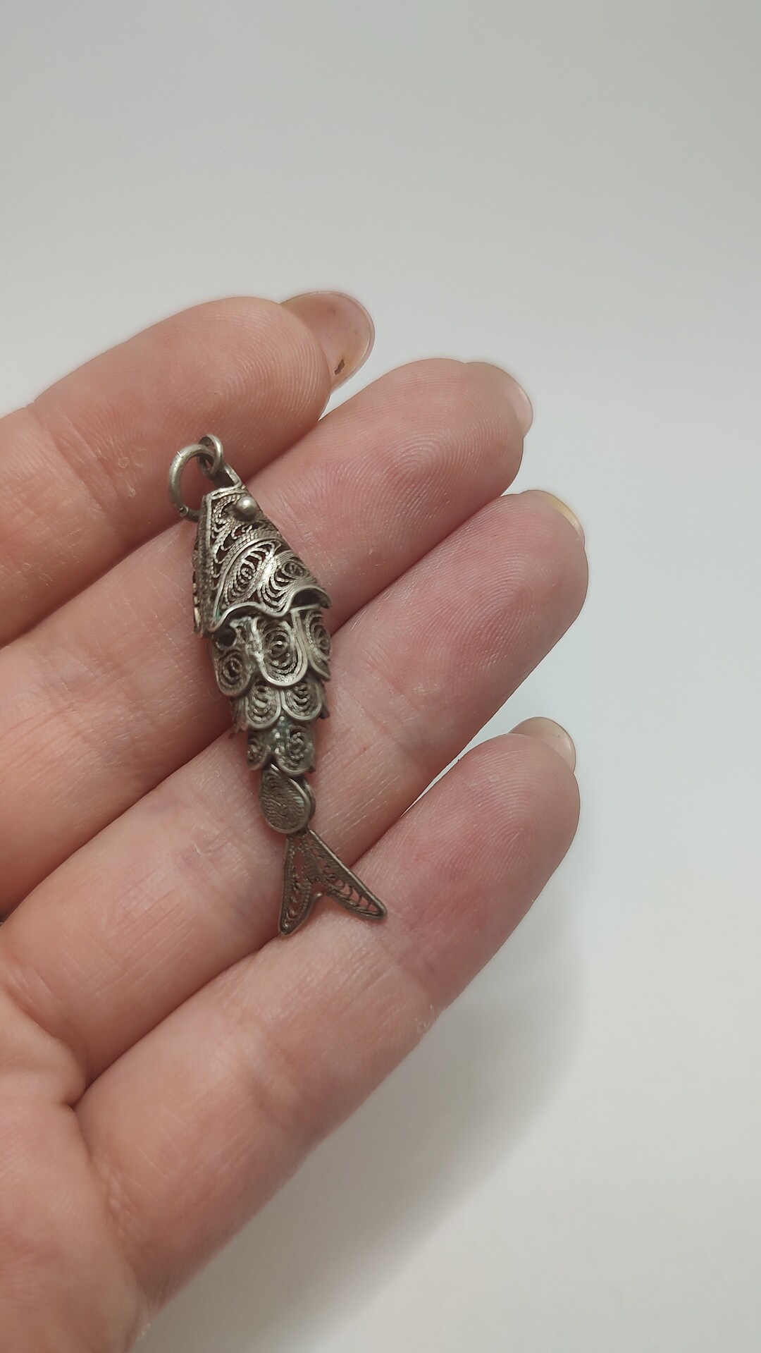 Antique Articulated Filigree Fish Silver Charm Pendant - Etsy