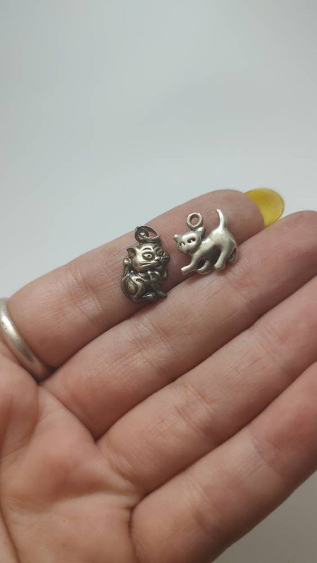 2vintage Solid Silver Cat Figurine Charms - Etsy