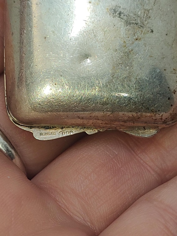 Antique Hallmarked 800 silver snuff square pill box,… - Gem