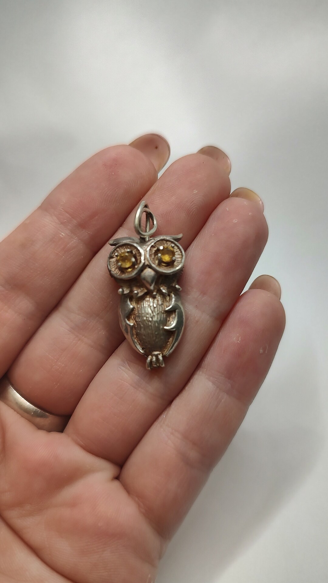 Vintage Designer Sterling Silver Owl Pendant - Etsy