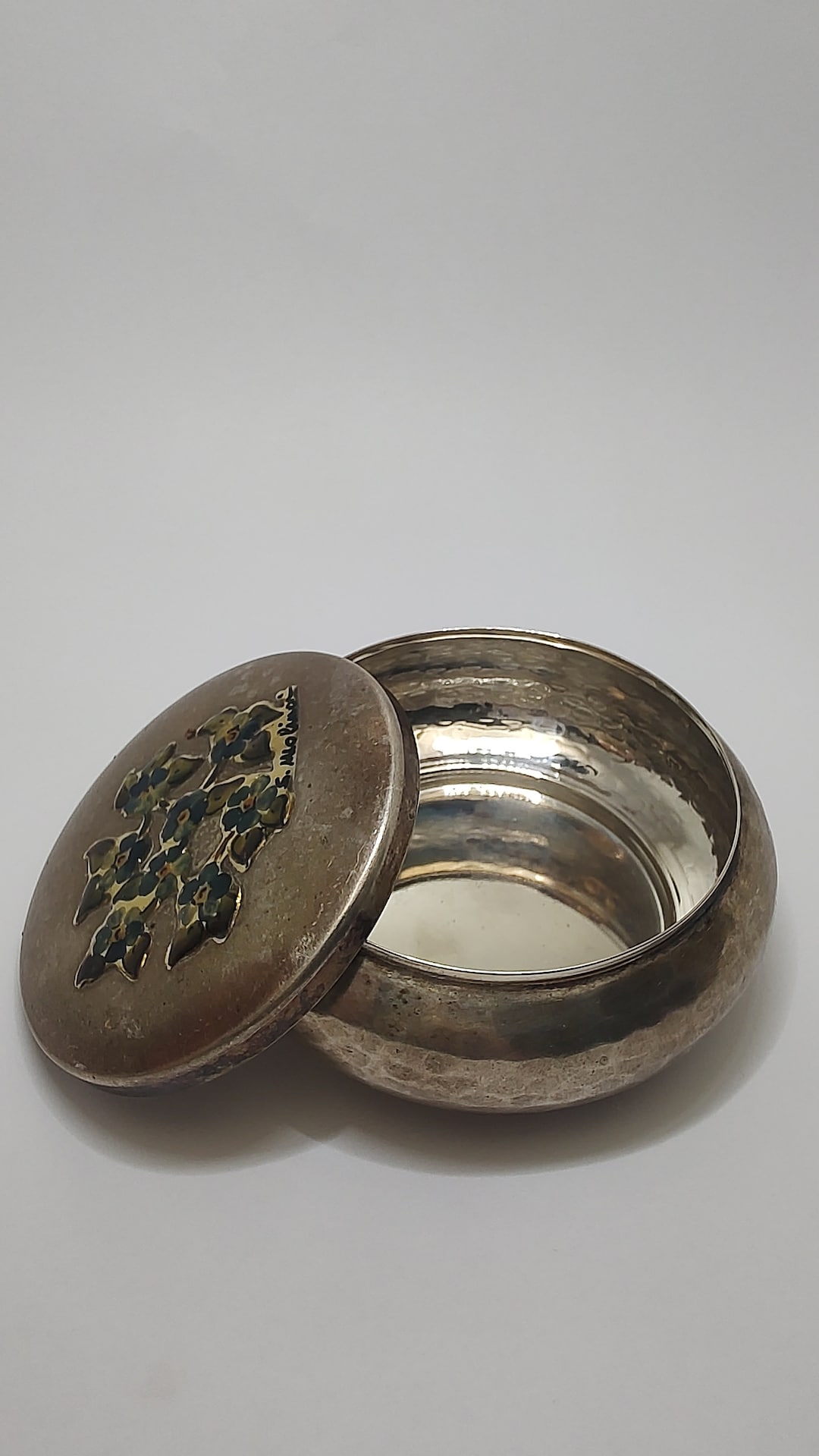 Vintage Round Solid Silver Trinket Box - Etsy