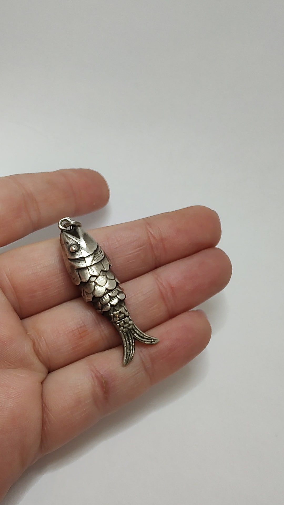 Vintage Articulated Filigree Fish Solid Silver Pendant - Etsy