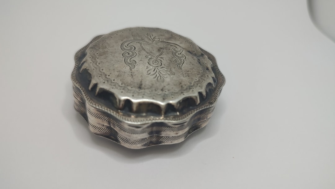 Signed Antique Dutch Sterling Silver Pill Box: Ornate Trinket Snuff Box ...