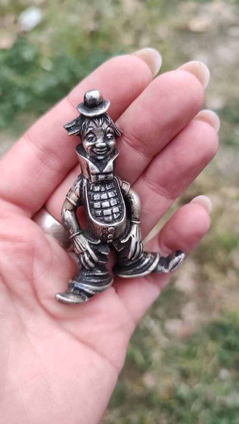 Vintage Hallmarked 800 Silver Clown Statuette - Etsy