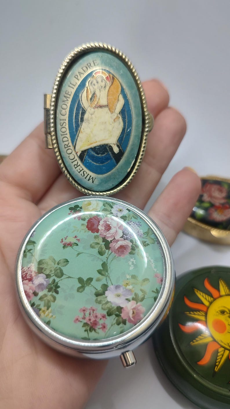 Vintage Metal Pill Box: Compact Tiny Case - Etsy