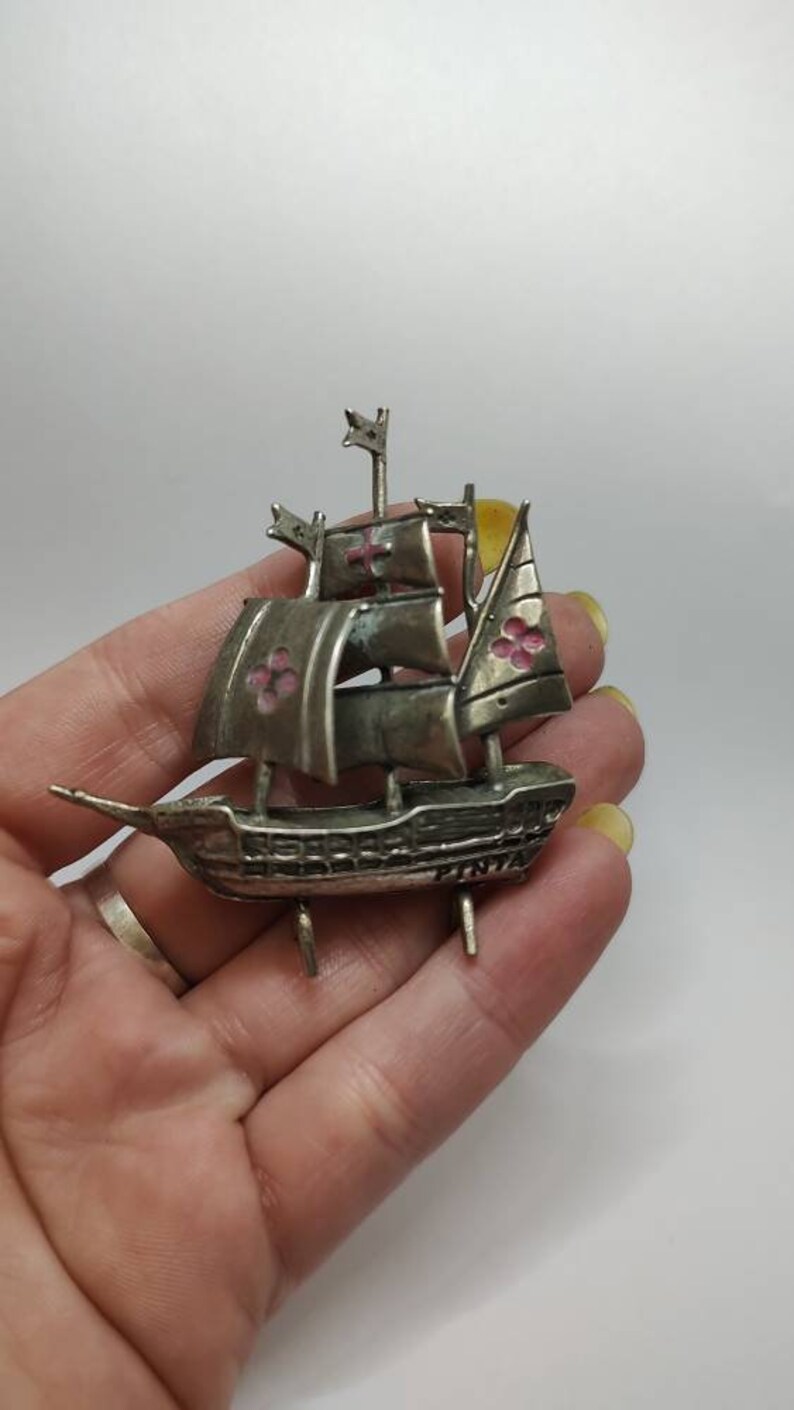 Antique 800 Solid Silver Sailing Boat Statue - Etsy