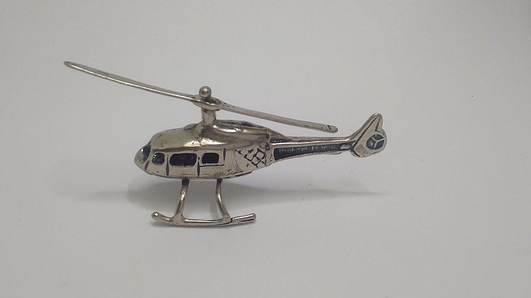 Rare Hallmarked 800 Silver Helicopter With Moving Rotor Miniature ...