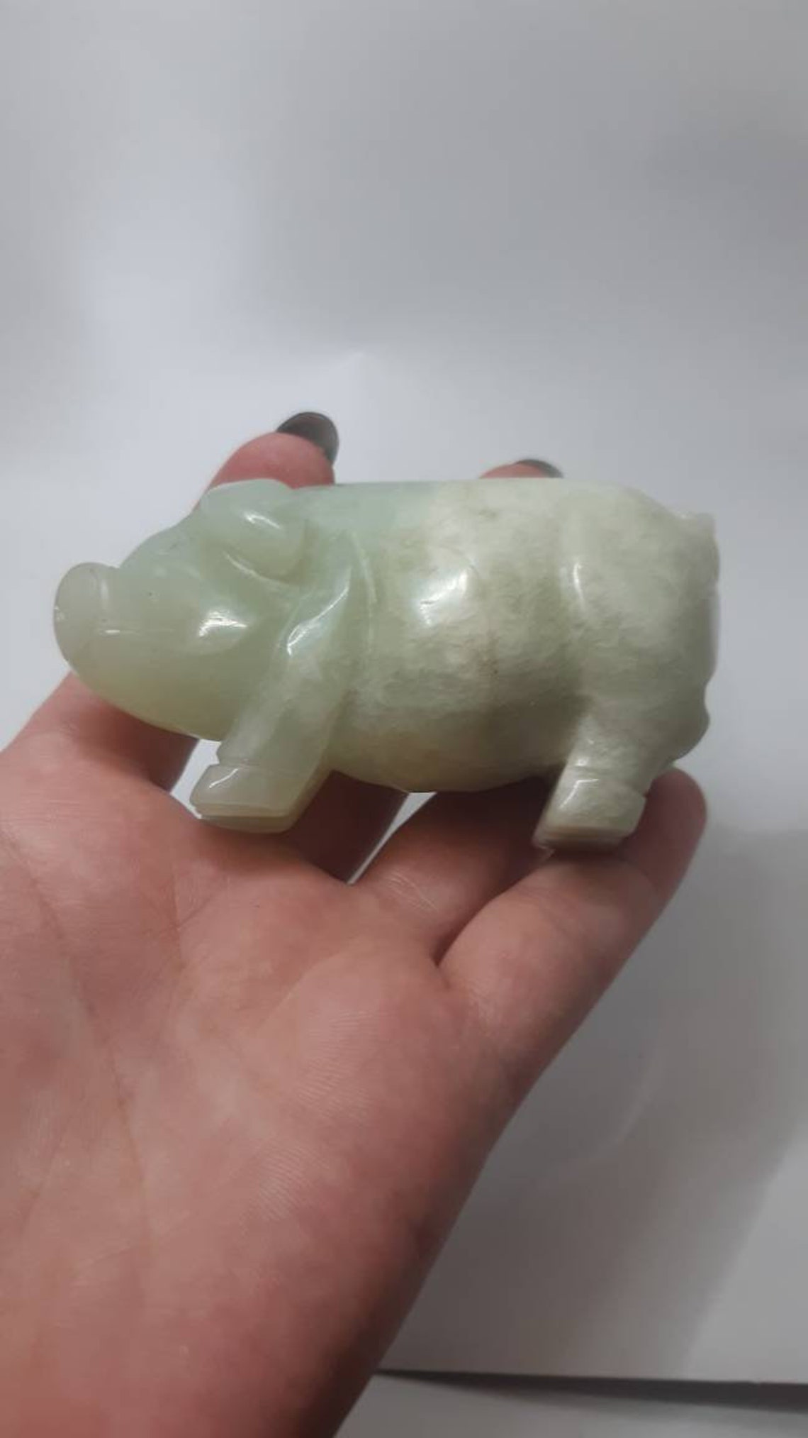 Jade Pig Statuettegemstone Animalgreen Jade Jadeite Pig - Etsy UK