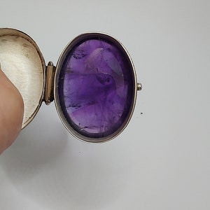Sterling Silver Snuff Pill Box With Amethyst Gemstone,vintage Sterling ...