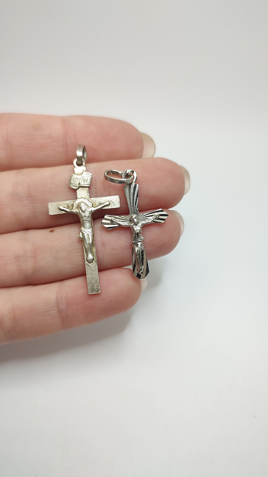 Vintage Set Signed Sterling Silver Jesus Cross Pendant - Etsy