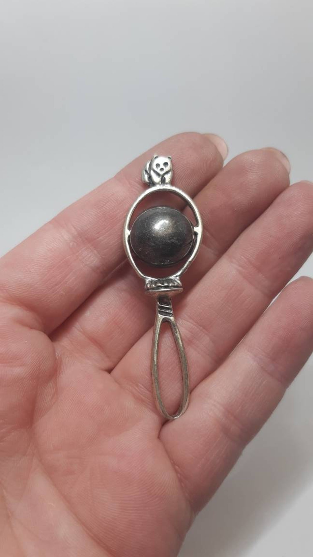 Antique Signed 800 Silver Panda Baby Toy - Etsy