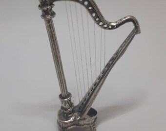Vintage 800 Solid Silver Miniature Harp | Etsy