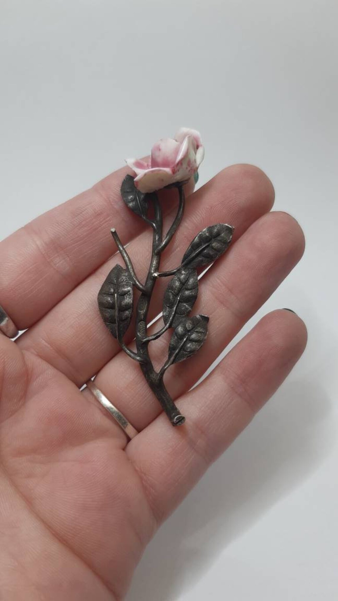 Vintage 800 Solid Silver Rose Flower Collectible Ornament - Etsy