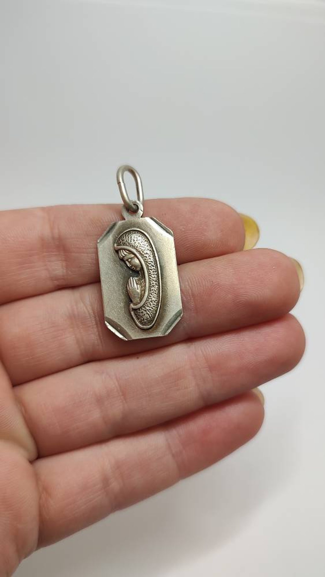 Rare Solid Silver Praying Mother Mary Pendant,religious Silver Pendant ...
