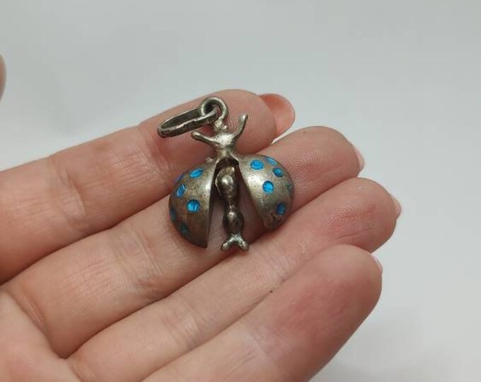 Vintage Sterling Silver and Enameled Insect Pendant - Etsy