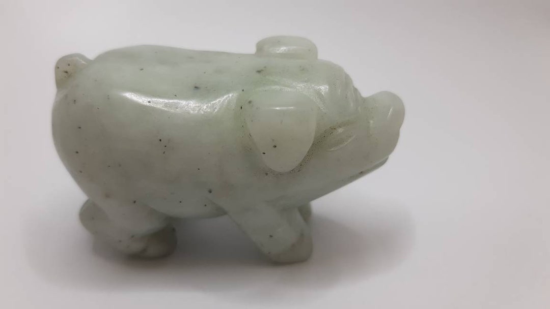 Jade Pig Sculpture,gemstone Animal,green Jade Jadeite Pig,home Decor ...