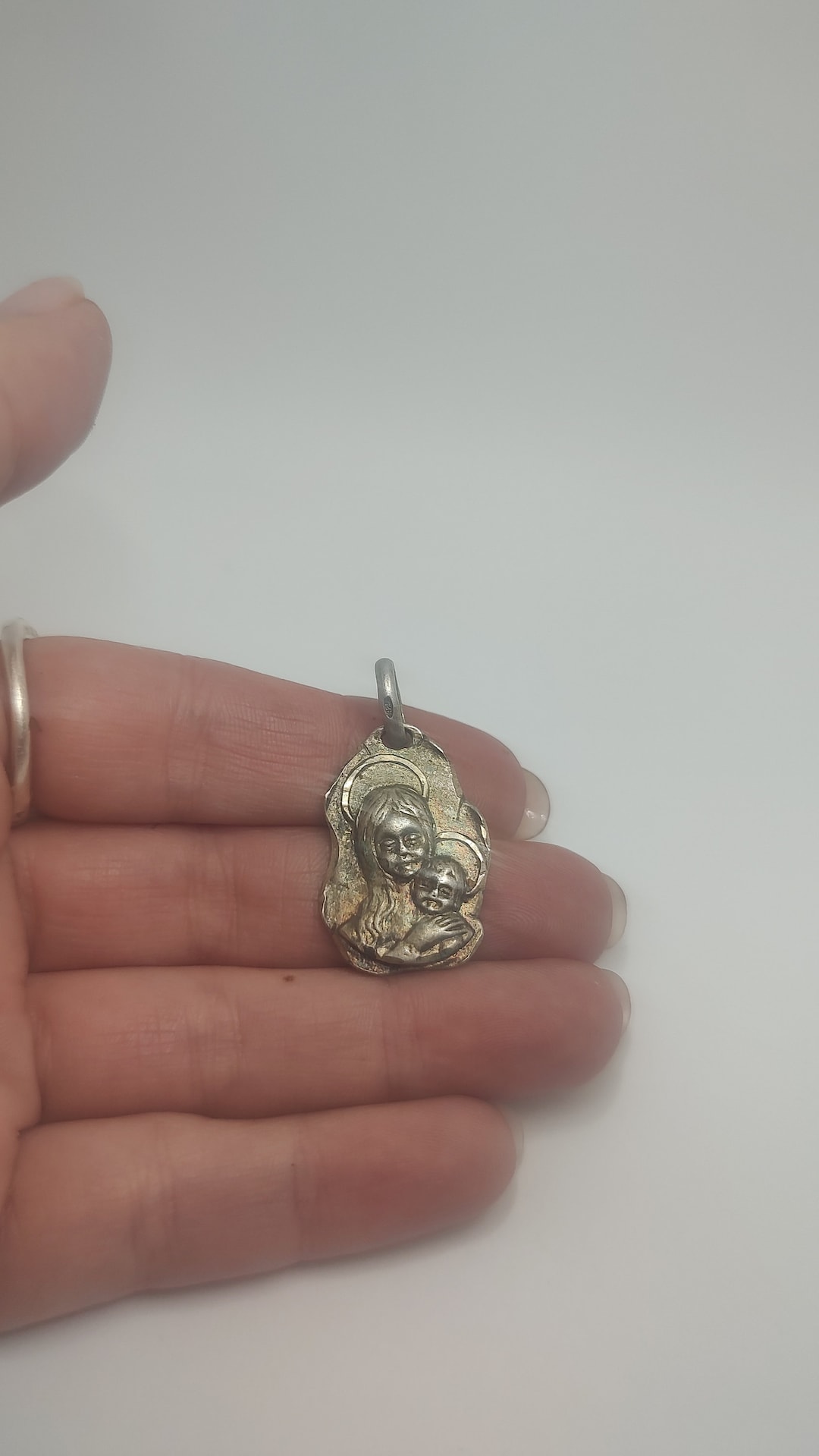 Vintage Sterling Silver Mother Mary and Jesus Pendant,religious Silver ...