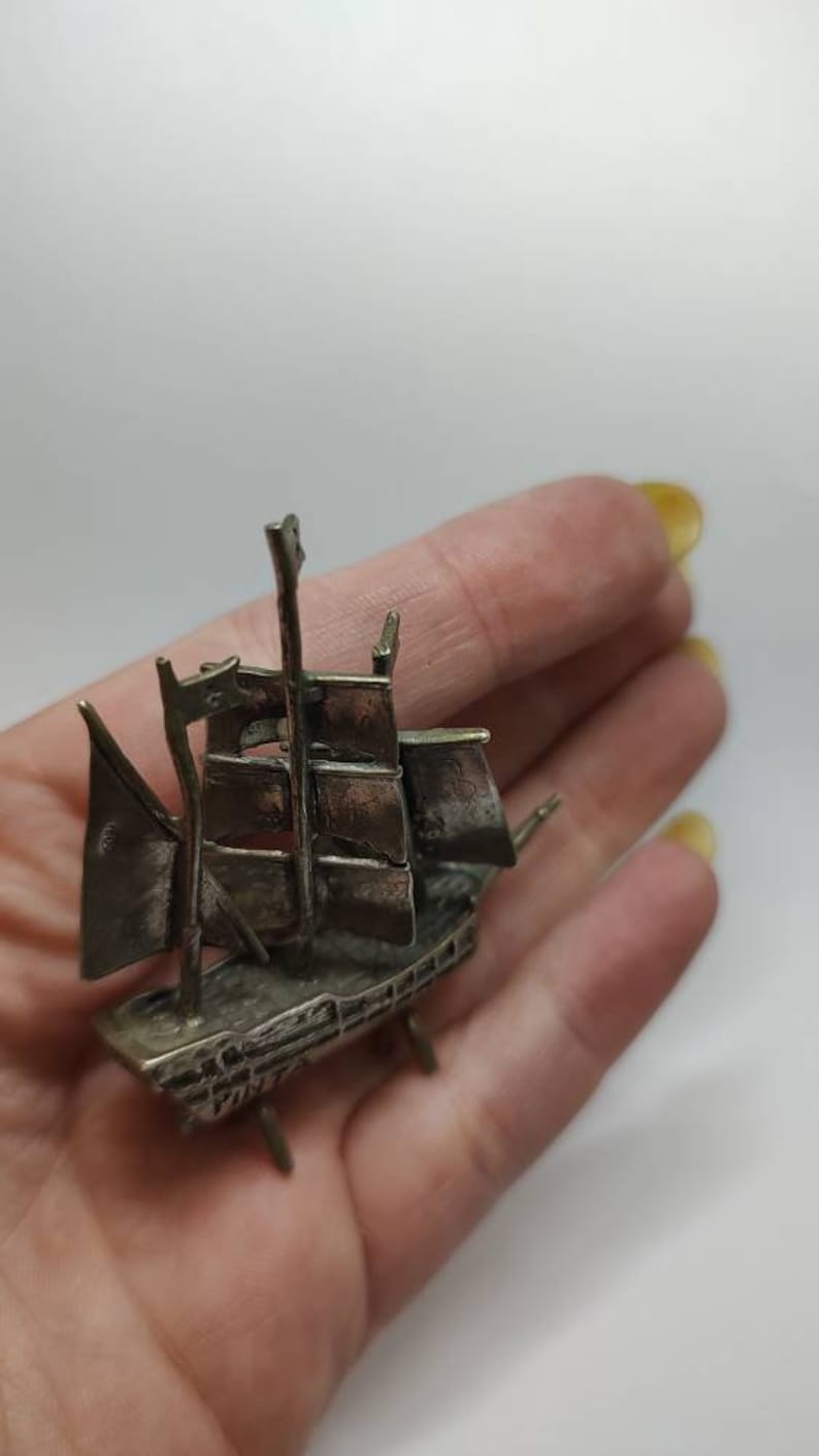 Antique 800 Solid Silver Sailing Boat Statue - Etsy