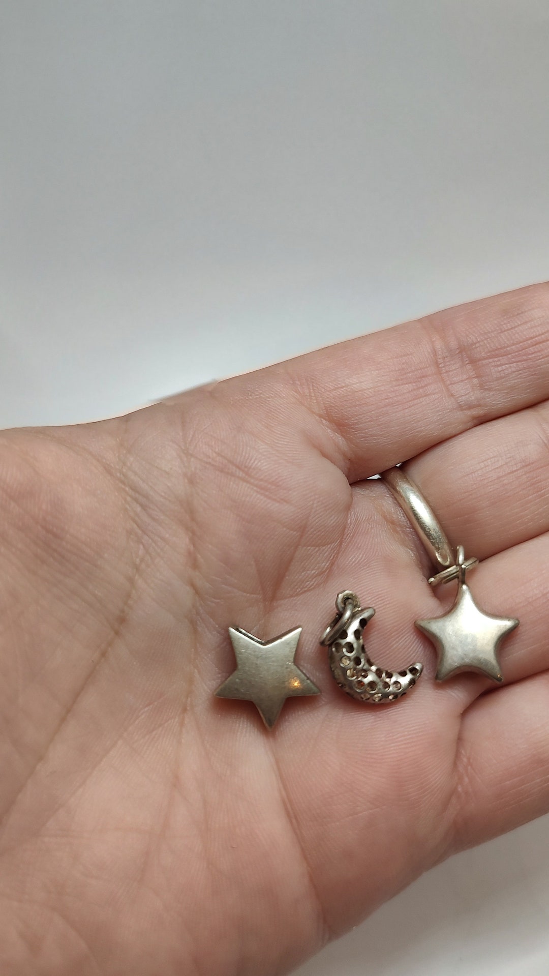 Set Sterling Silver Stars,moon Charms Pendants - Etsy