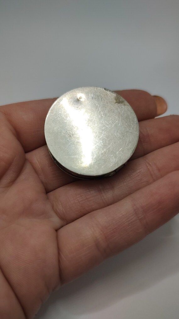 Rare Art Nouveau Solid Silver round pill snuff box,80… - Gem