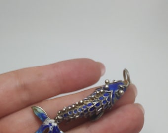 Antique Chinese Export Koi Fish ,solid Silver Articulated Blue Koi Fish ...