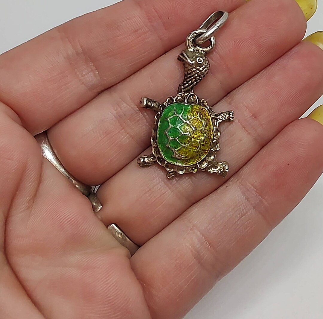 Vintage Sterling Silver Turtle Pendant,good Luck Gift,sterling Silver ...