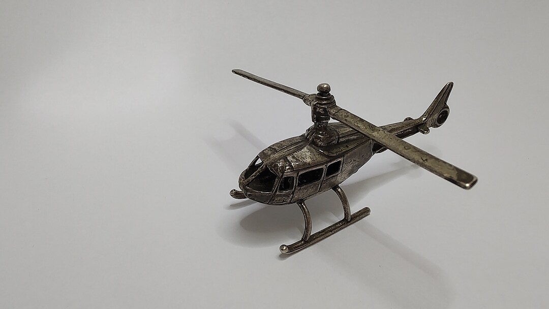 Rare Hallmarked 800 Silver Helicopter With Moving Rotor Miniature ...