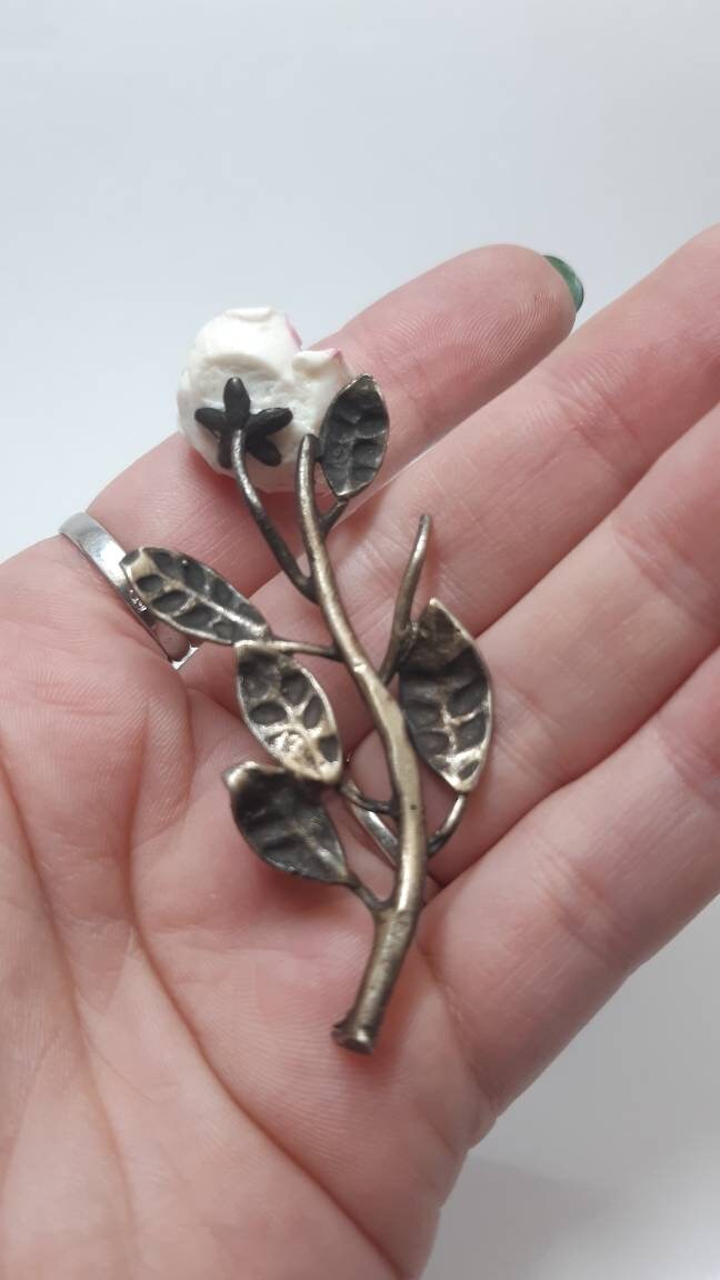 Vintage 800 Solid Silver Rose Flower Collectible Ornament - Etsy