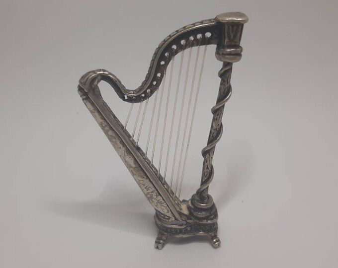 Vintage 800 Solid Silver Miniature Harp - Etsy