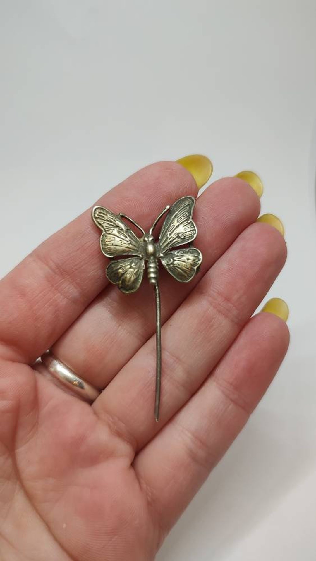 Vintage Needle Pin Lapel, Butterfly Sterling Silver Pin Badge,hat Pin ...