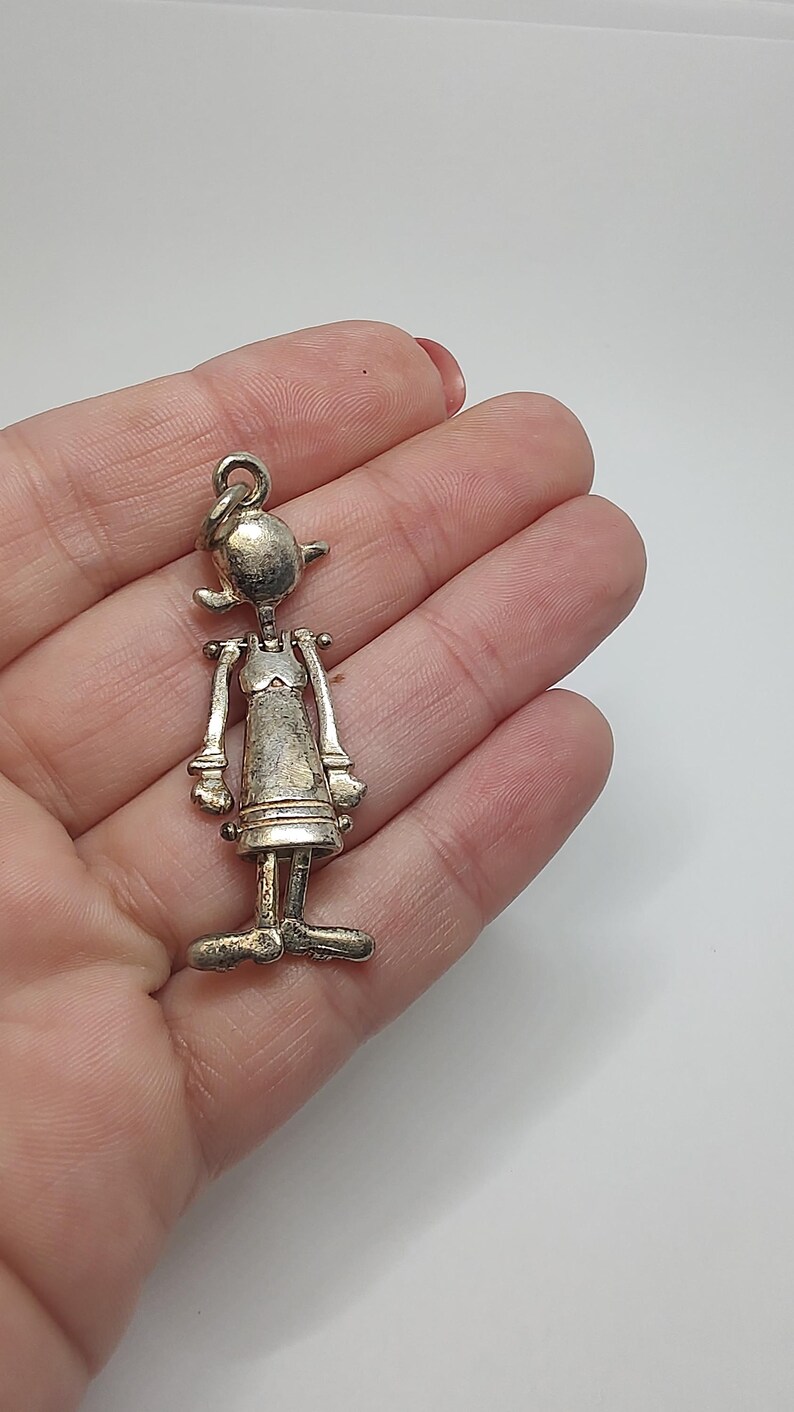 Articulated Olive Puppet Wife of Popeye the Sailor Solid Silver Pendant ...