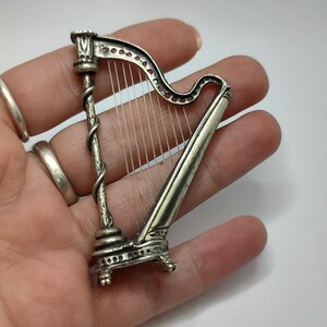 Vintage 800 Solid Silver Miniature Harp - Etsy