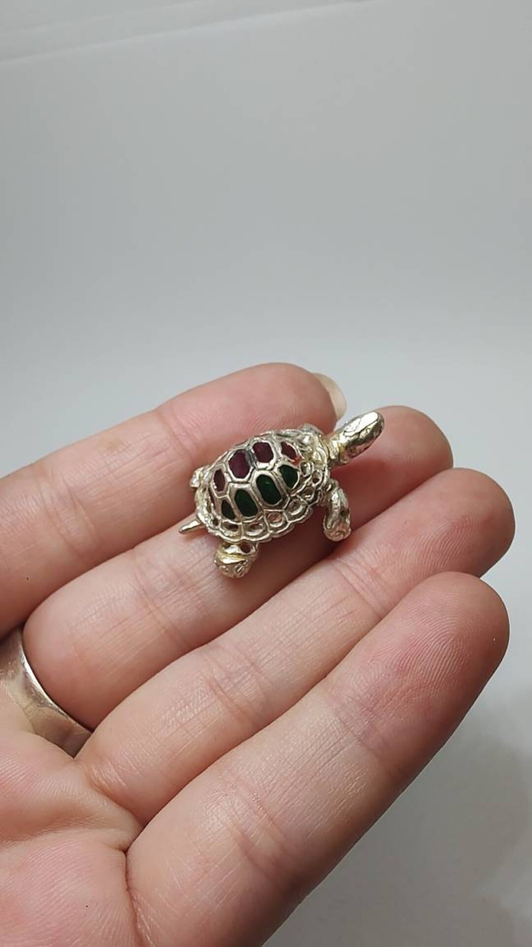 Vintage Enamel Solid Silver Turtle - Etsy