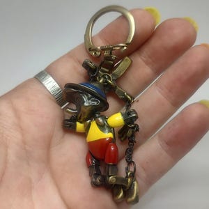 Vintage Pinocchio Metal and Enamel Keychain - Etsy
